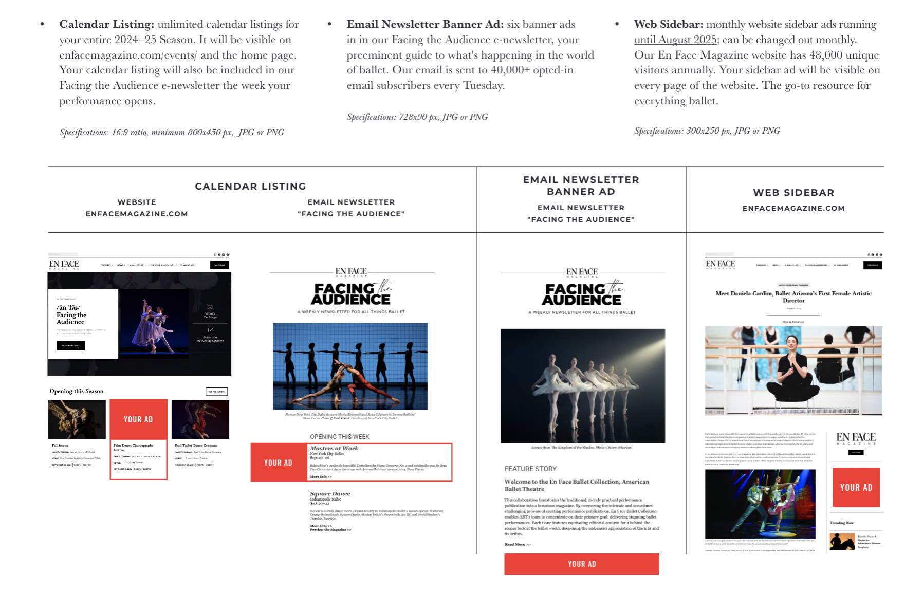 Ballet Company Digital Advertising – En Face Magazine
